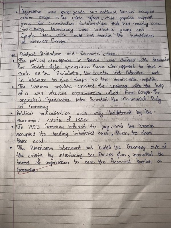 Class 9th cbse history lesson Nazism and the rise of Hitler notes ...