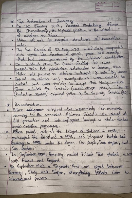 Class 9th cbse history lesson Nazism and the rise of Hitler notes ...