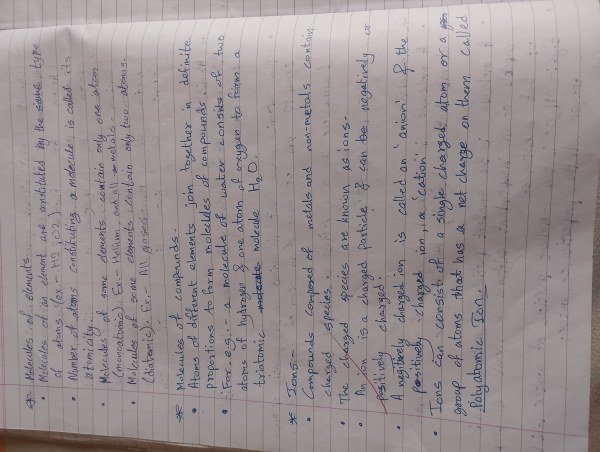 Class 9th cbse science lesson Atoms and Molecules notes 5th page ...