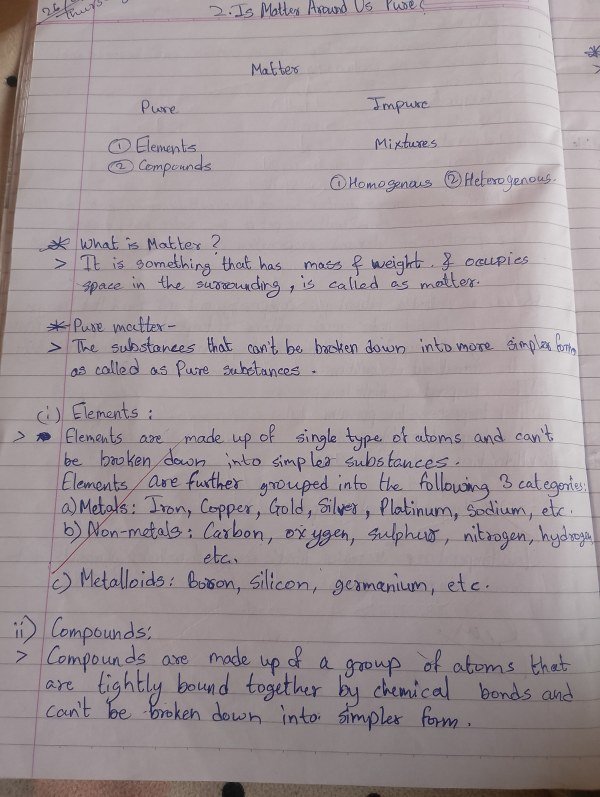 Class 9th cbse science lesson Is Matter around us Pure notes ...