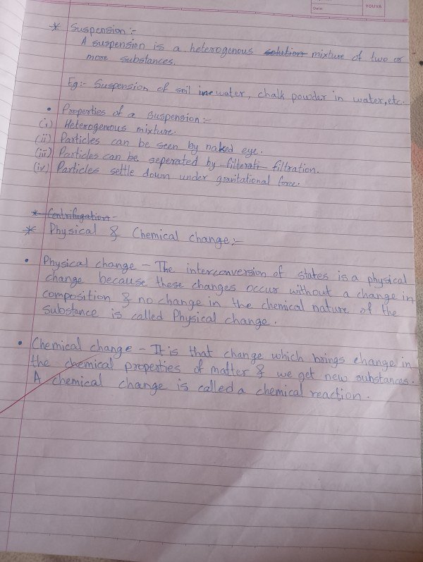 Class 9th cbse science lesson Is Matter around us Pure notes 8th page ...